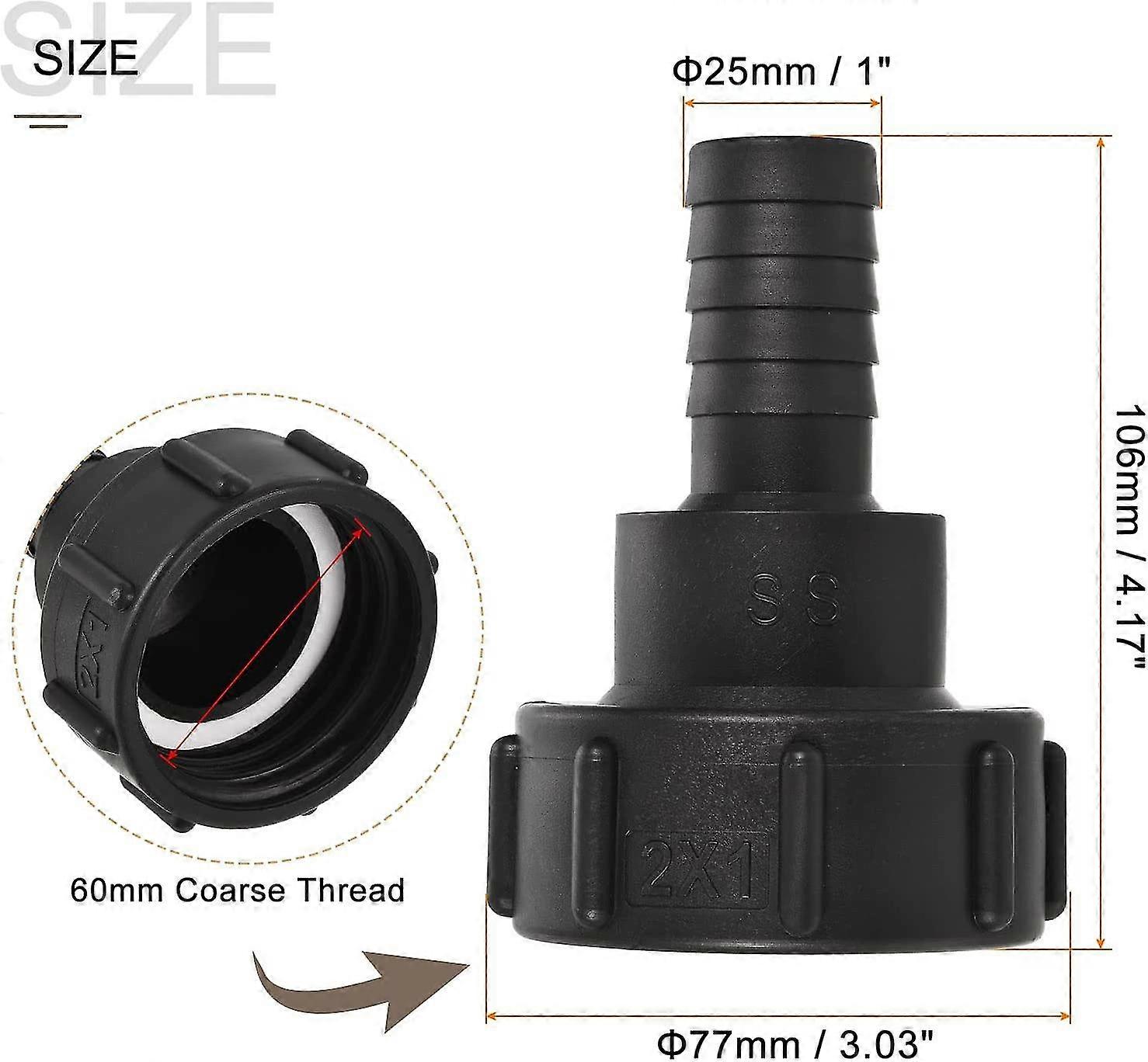 Sourcing Map Ibc Tank Hose Adapter 60mm Coarse Thread To 25mm Barbed ...