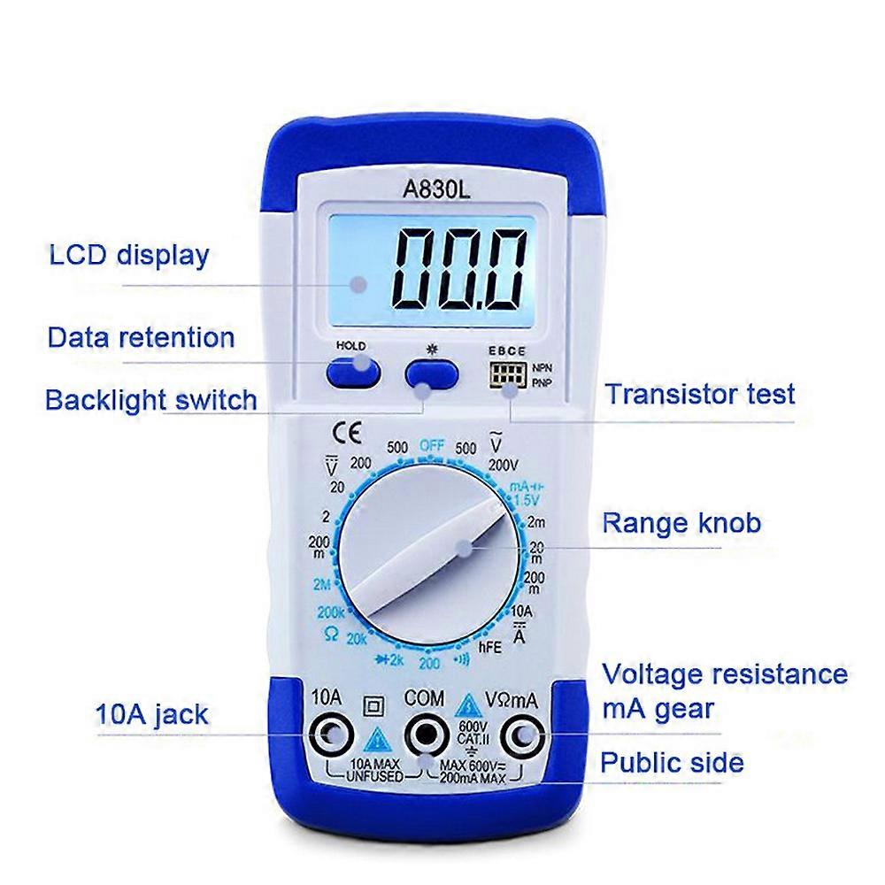 LCD Digital Multimeter A830L AC DC Voltage Diode Freguency Multitester ...