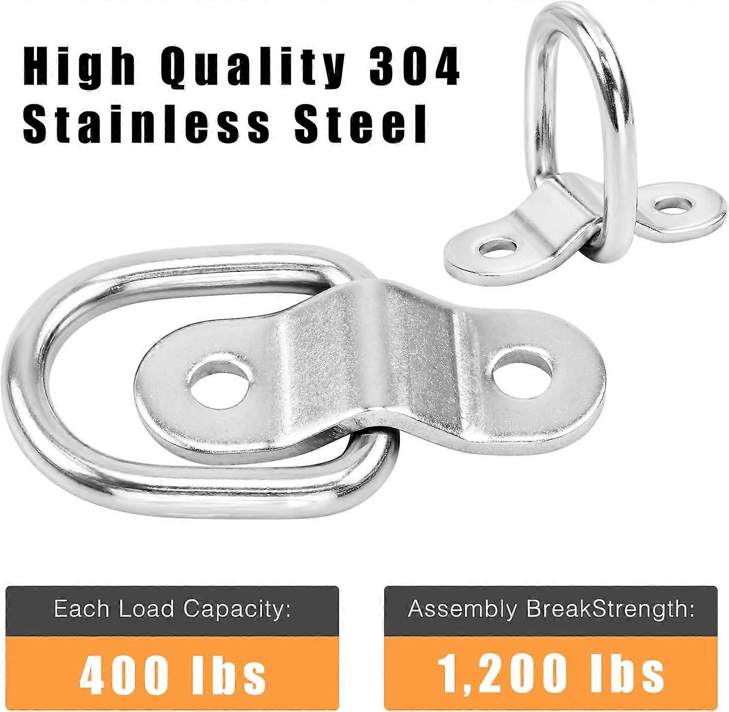 4 Pack D-Ring Anchor Tie Downs Lashing Rings Tie Down Anchors for Trailer, Stainless Steel D ...