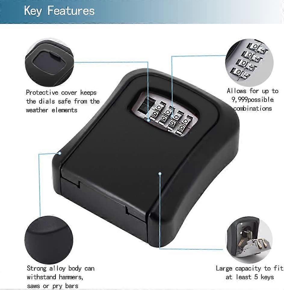 Key Lock Box for Outside Wall Mount Combination Lockbox for House Keys ...