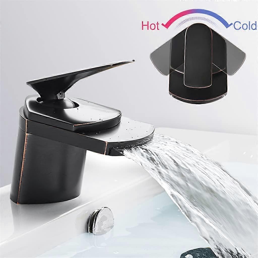 Svart handfat Badrum Kran Kärl Handfat Varmt och kallt vatten Blandare ...