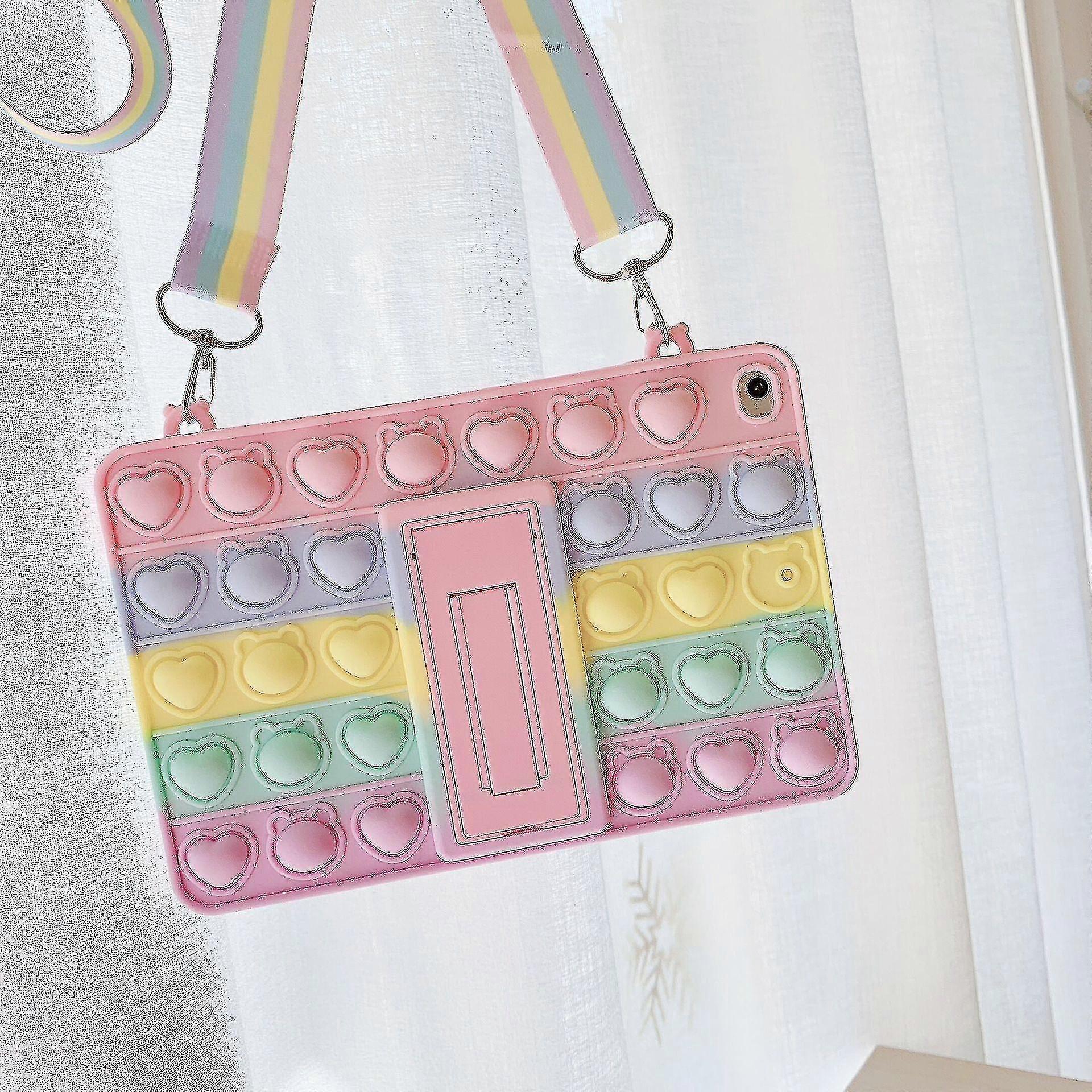 Pop-it Push Bubble Fidget Toy Silicone Cute Case For Ipad With Lanyard ...