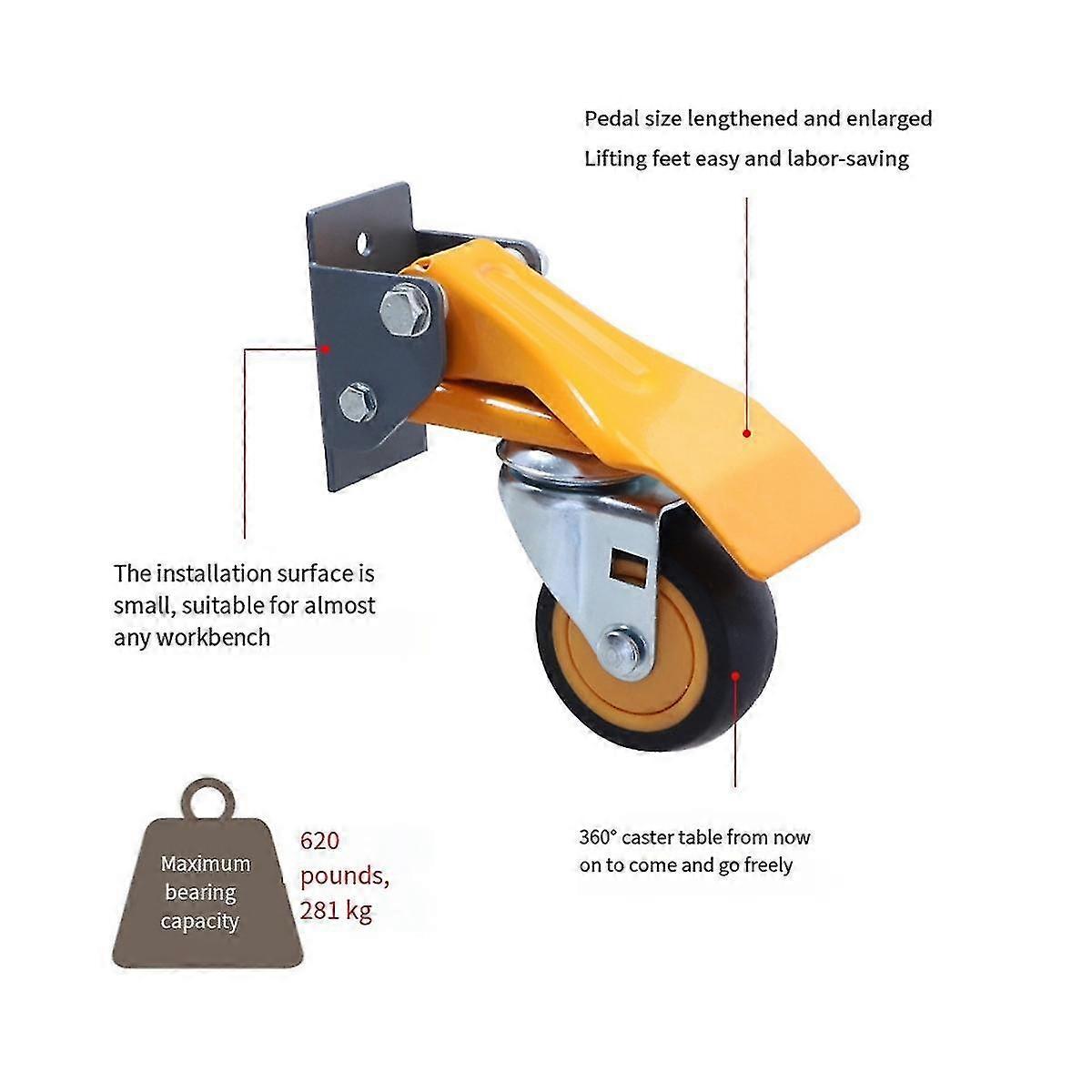 Workbench Casters Kit , Extra Heavy Duty Retractable Casters 4 Pack ...