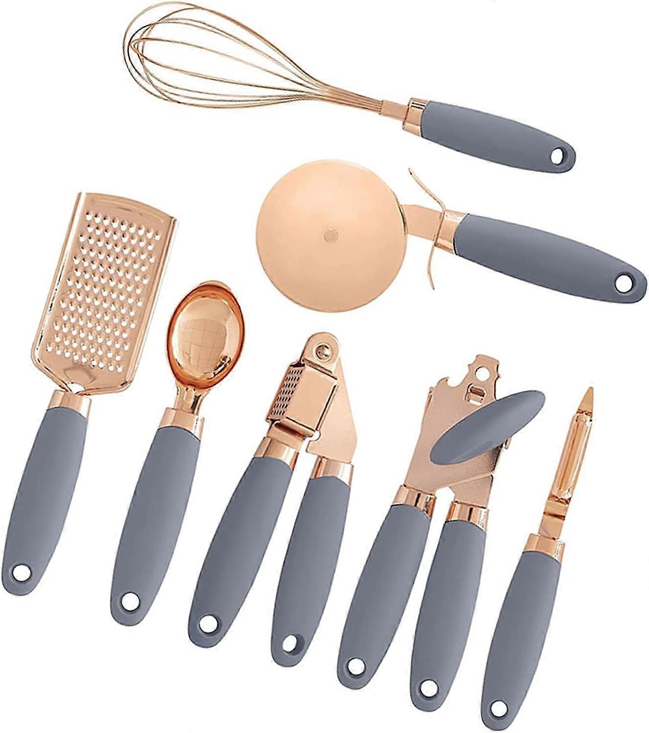 7 Pieces Kitchen Utensil Set,Stainless Steel Cooking Utensils with Soft ...