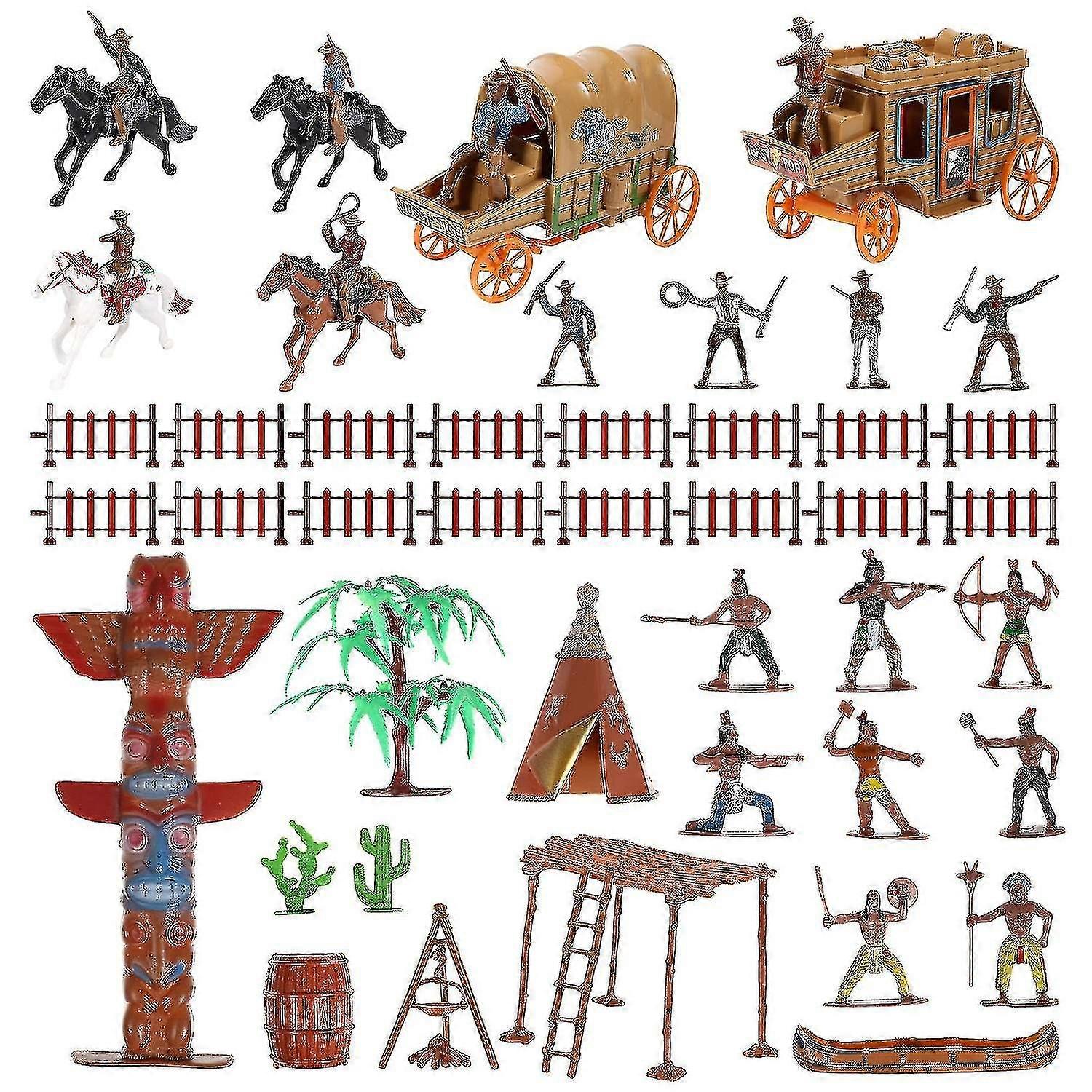 1 Set Miniature Indians Models Character Model Decorations Cowboys ...