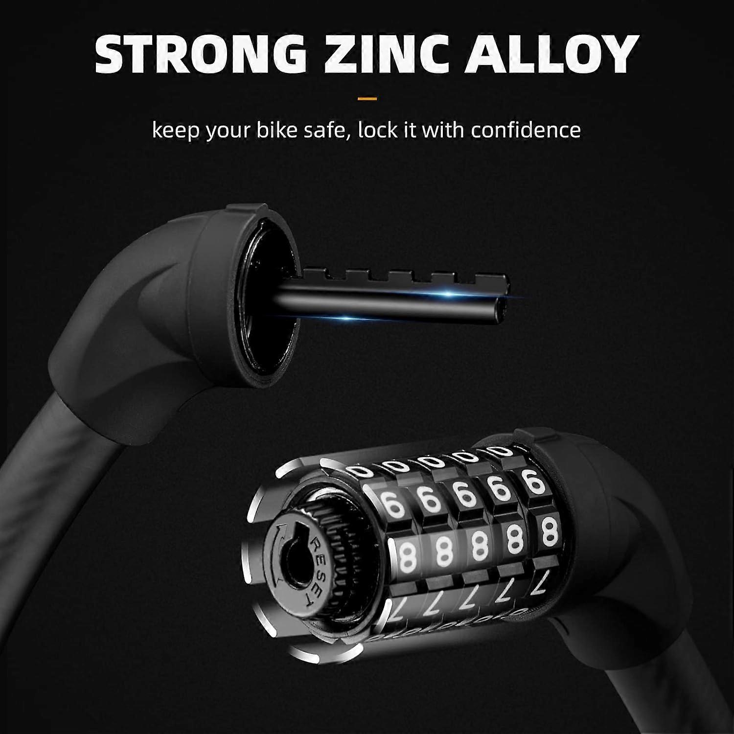 Bike Lock 5 Digit Cable Lock Lightweight Bicycle Lock Bike Lock ...