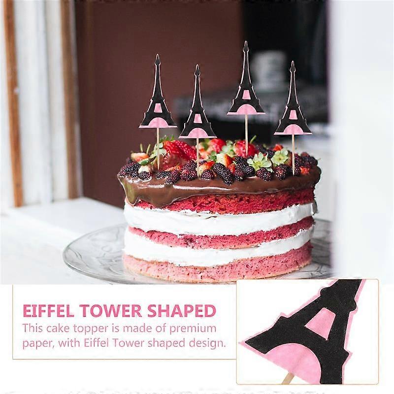 12Pcs Paris Eiffel Tower Cake Toppers Birthday Party Cake Topper Cupcake Decors Paris Eiffel ...