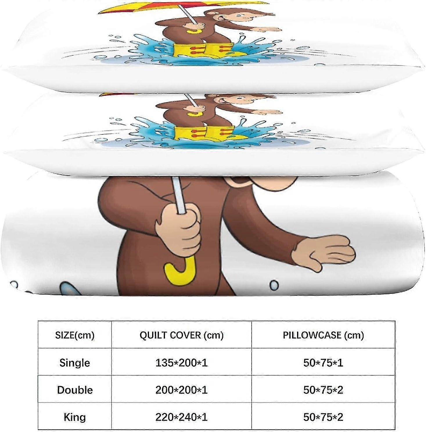 o5362 Bed Sheets Curious George Duvet Cover Boys Kids Bedding Set Cute ...