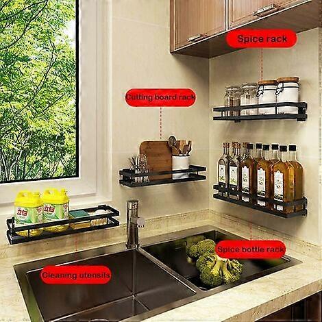 Spice Rack Kitchen Wall Mounted Spice Rack Stainless Steel Suitable for ...
