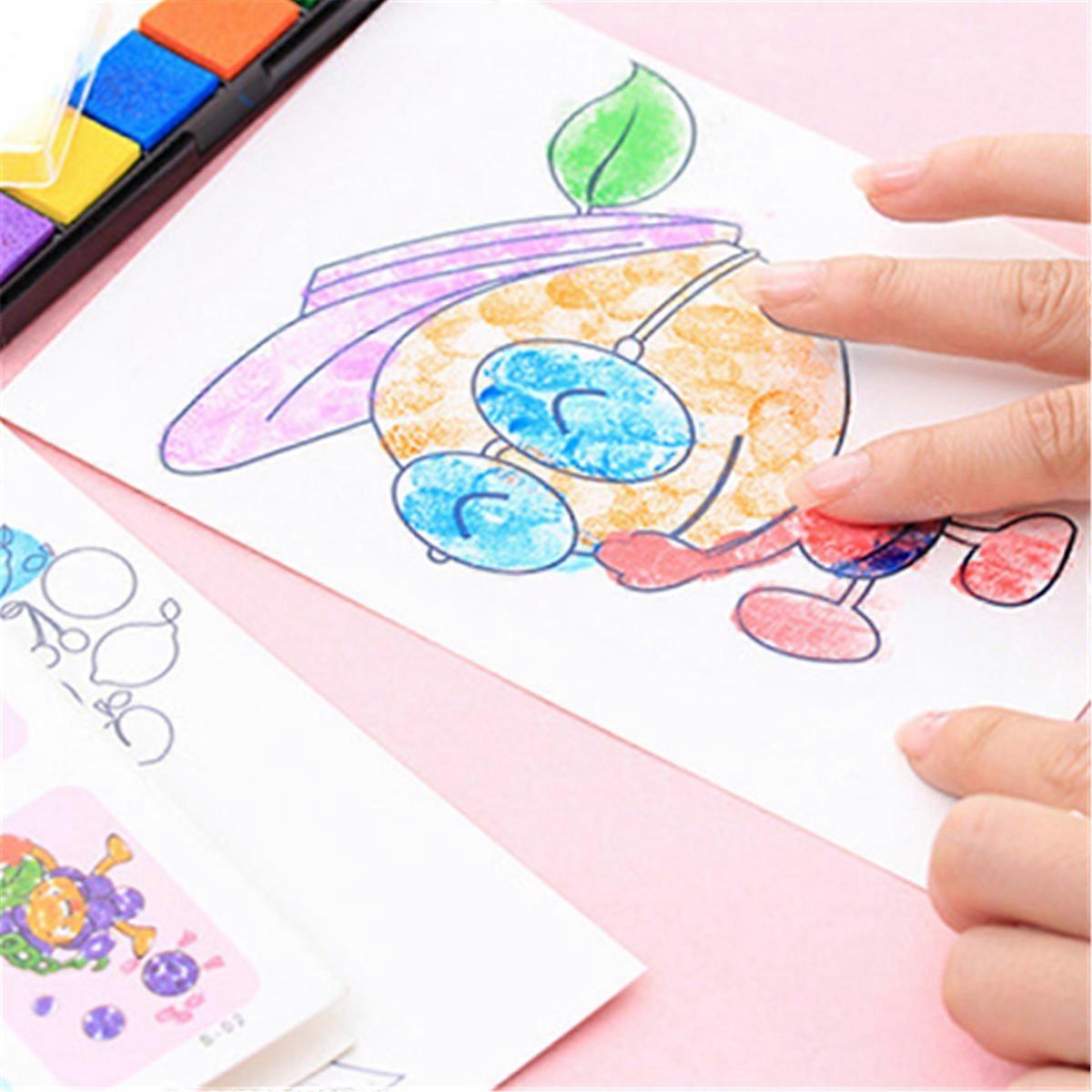 Finger Painting Card Art Crafts Sketch Coloring Toy for w/ 6 Color Ink ...
