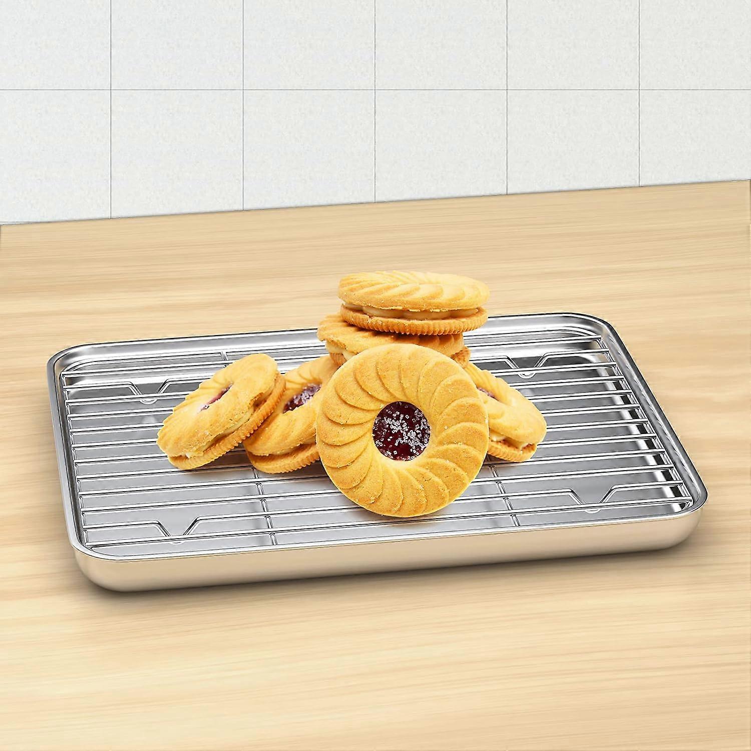 Baking tray with grid, rectangular stainless steel baking tray ...