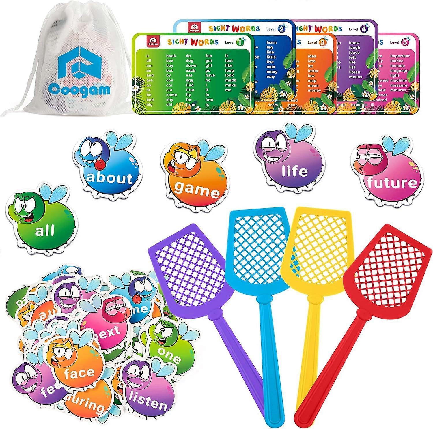 Sight Words Game with 400 Fry Sight Words and 4 Fly Swatters Set, Dolch ...