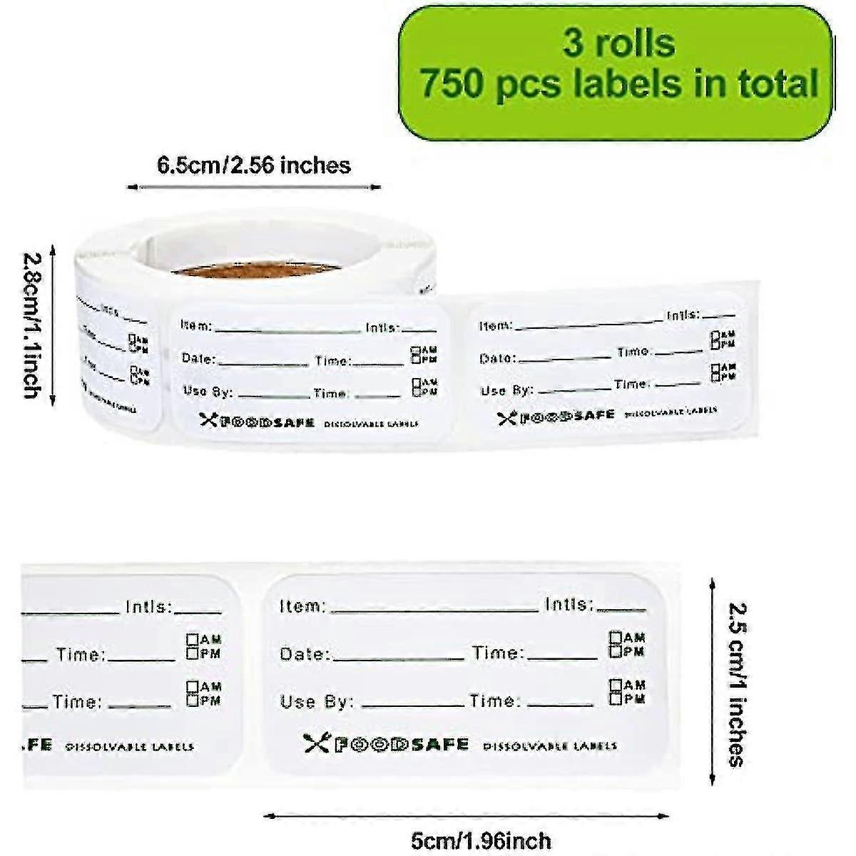 750 Pieces Food Labels For Catering Food Dissolvable Food Date Storage ...