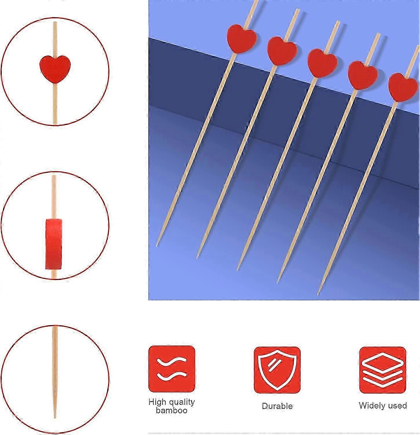 100 Counts Red Heart Cocktail Sticks, Heart Cocktail Picks, Heart ...