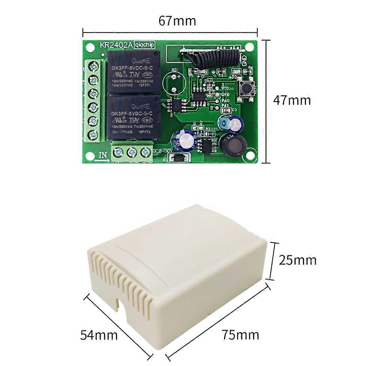 433MHz Remote Control Switch Wireless Relay 2CH Module RF mitter DC 5V 12V 24V 30V for Garage ...