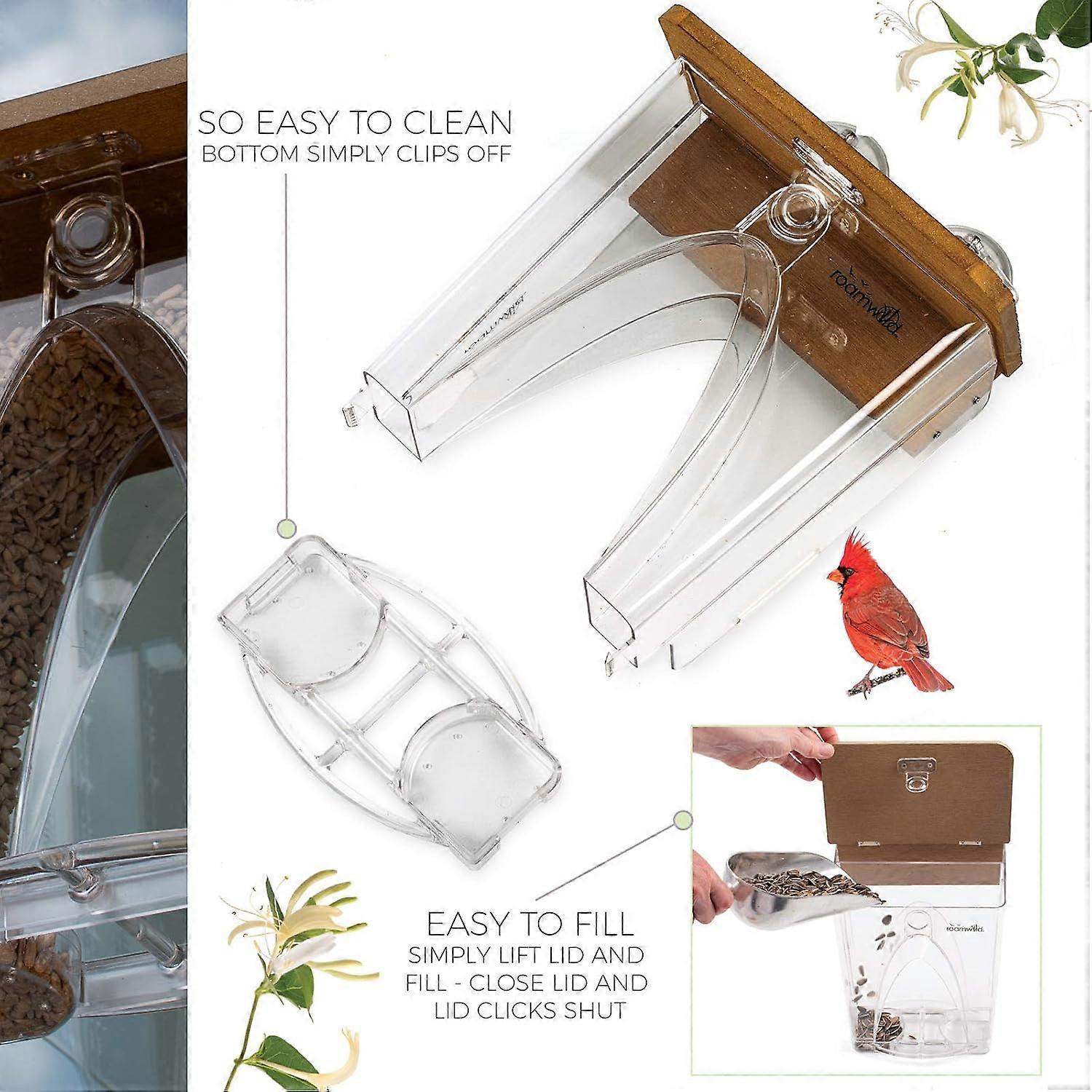 Arch Window Bird Feeder - 4LB Capacity with Suction Cups & Drainage ...