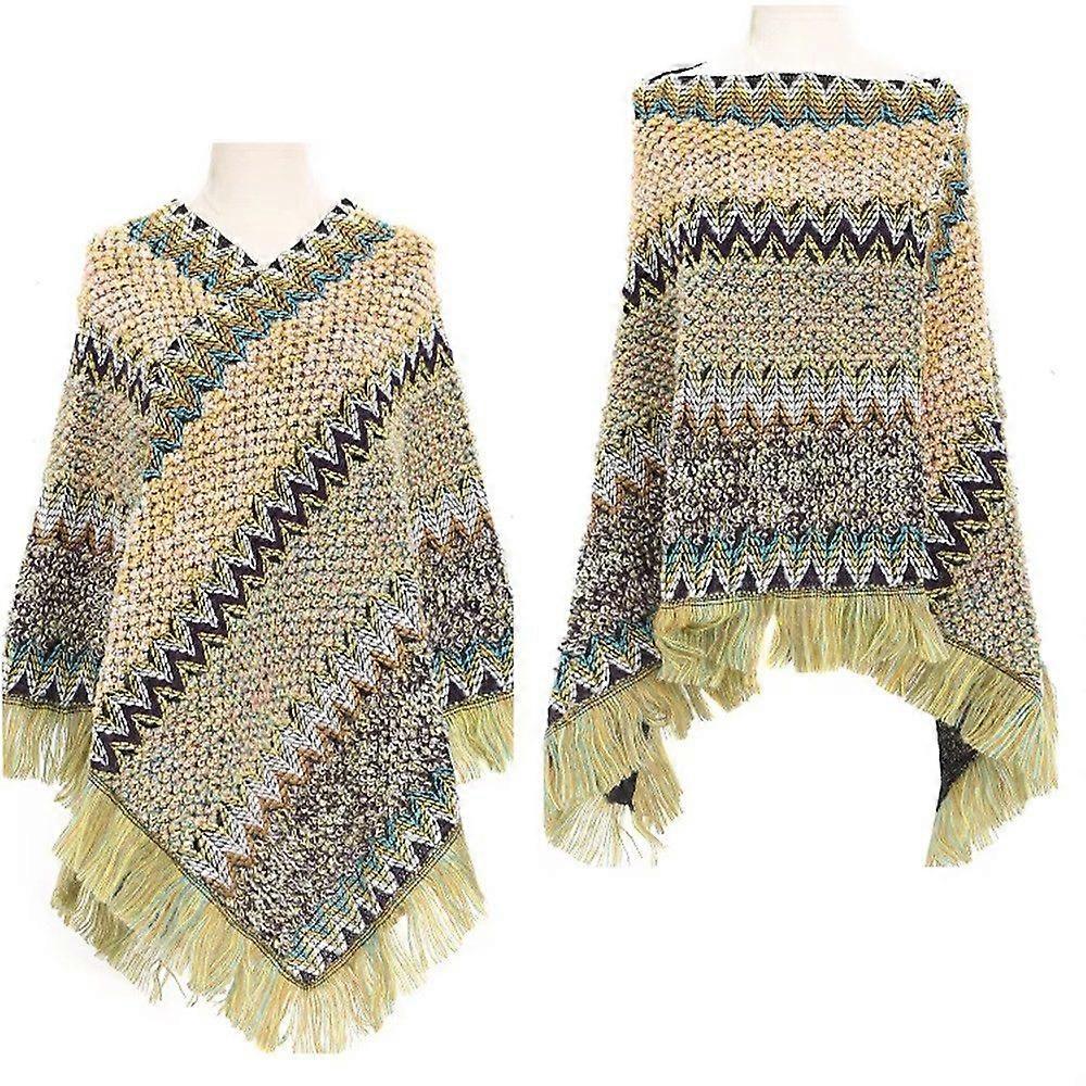 Poncho ladies winter cozy, boat neck in triangle design, warm and ...