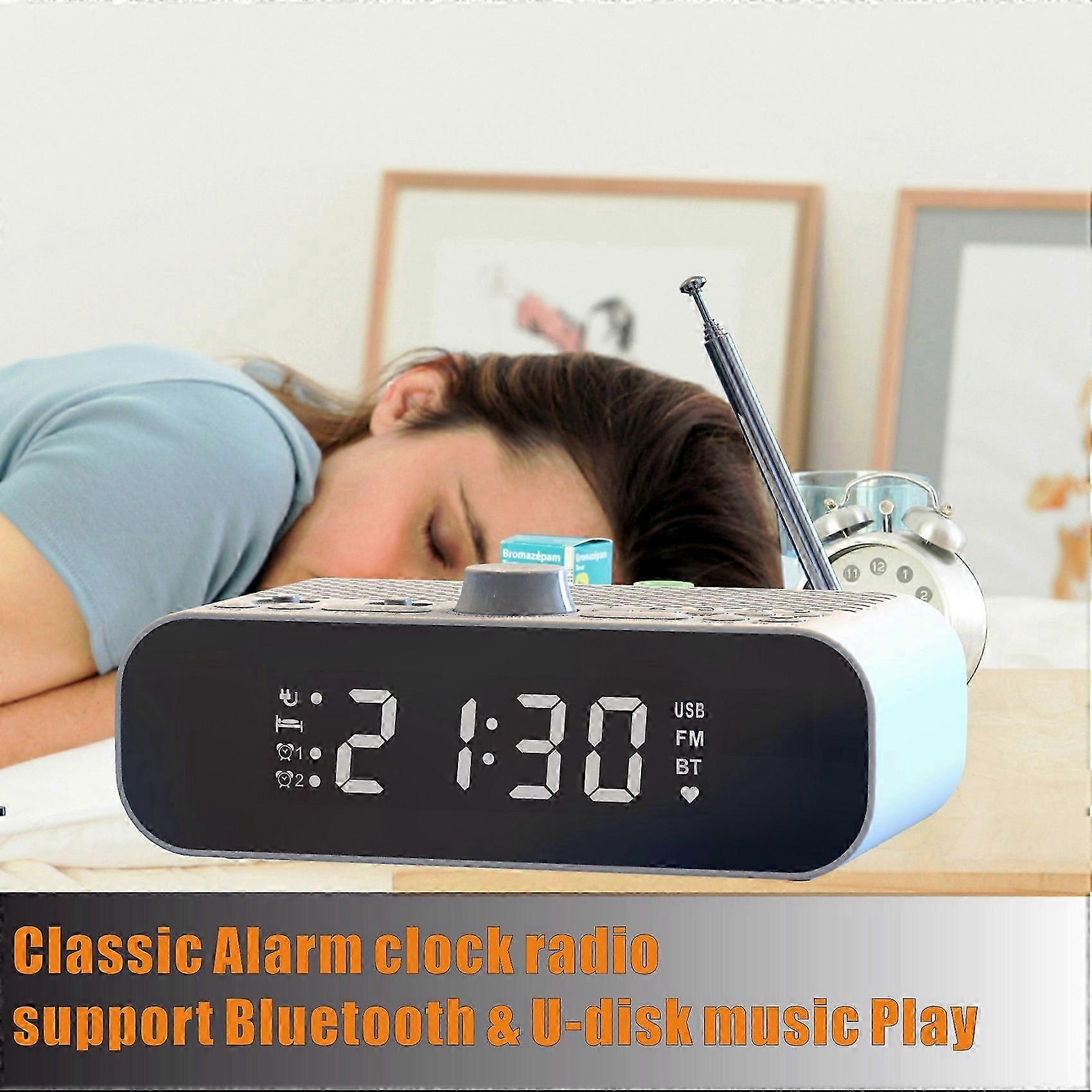FM Clock Radio with Bluetooth Streaming Play LED Display Dual Alarm ...