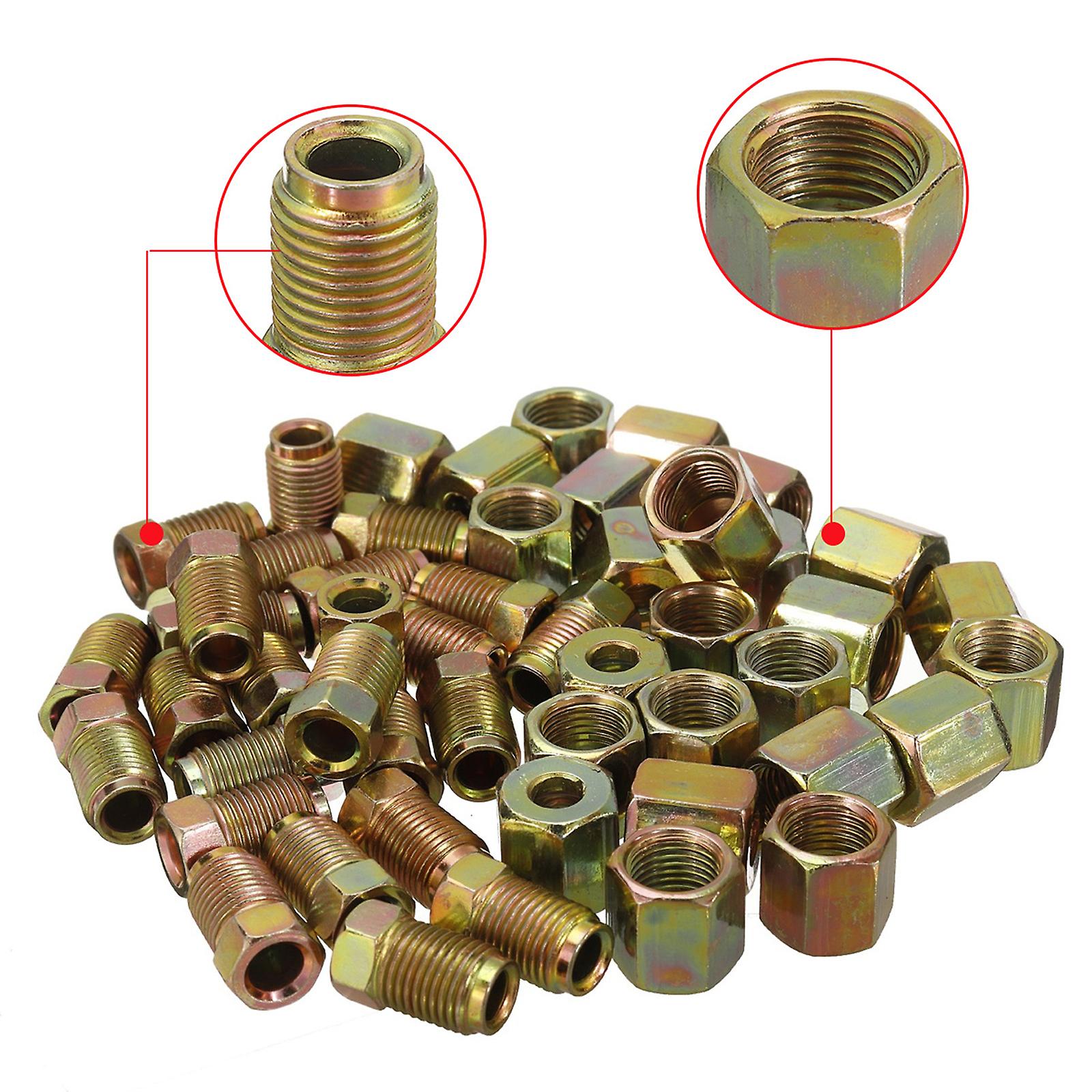50pcs Auto Brake Pipe Fittings Female/male Nut Metal Connector For 3 ...