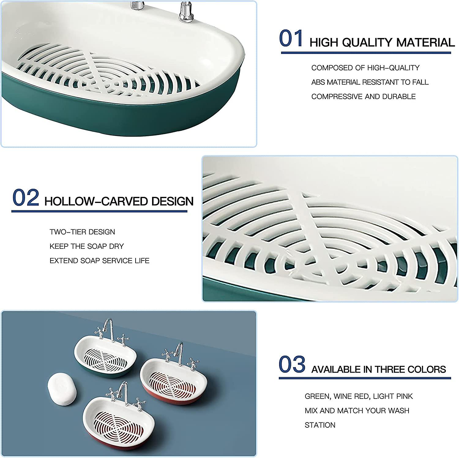 Soap Dish Holder Faucet Shape With Suction Cup Drain Removable, Not ...