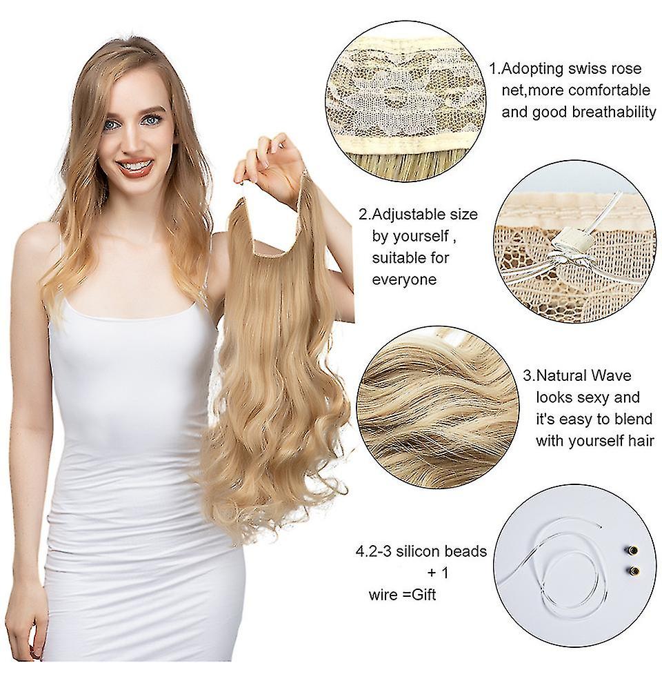 Adjustable Headband Invisible Re Hair Extensions Light Long Curly ...
