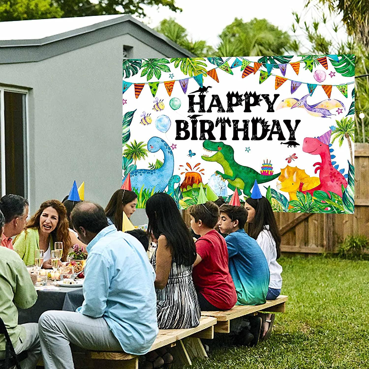 Dinosaur Party Backdrop Watercolor Jungle Dinosaur Birthday Decorations ...