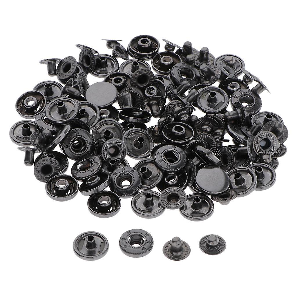 30x Snap Fasteners Press Stud Button for Leather Jacket Jeans Bag Black ...