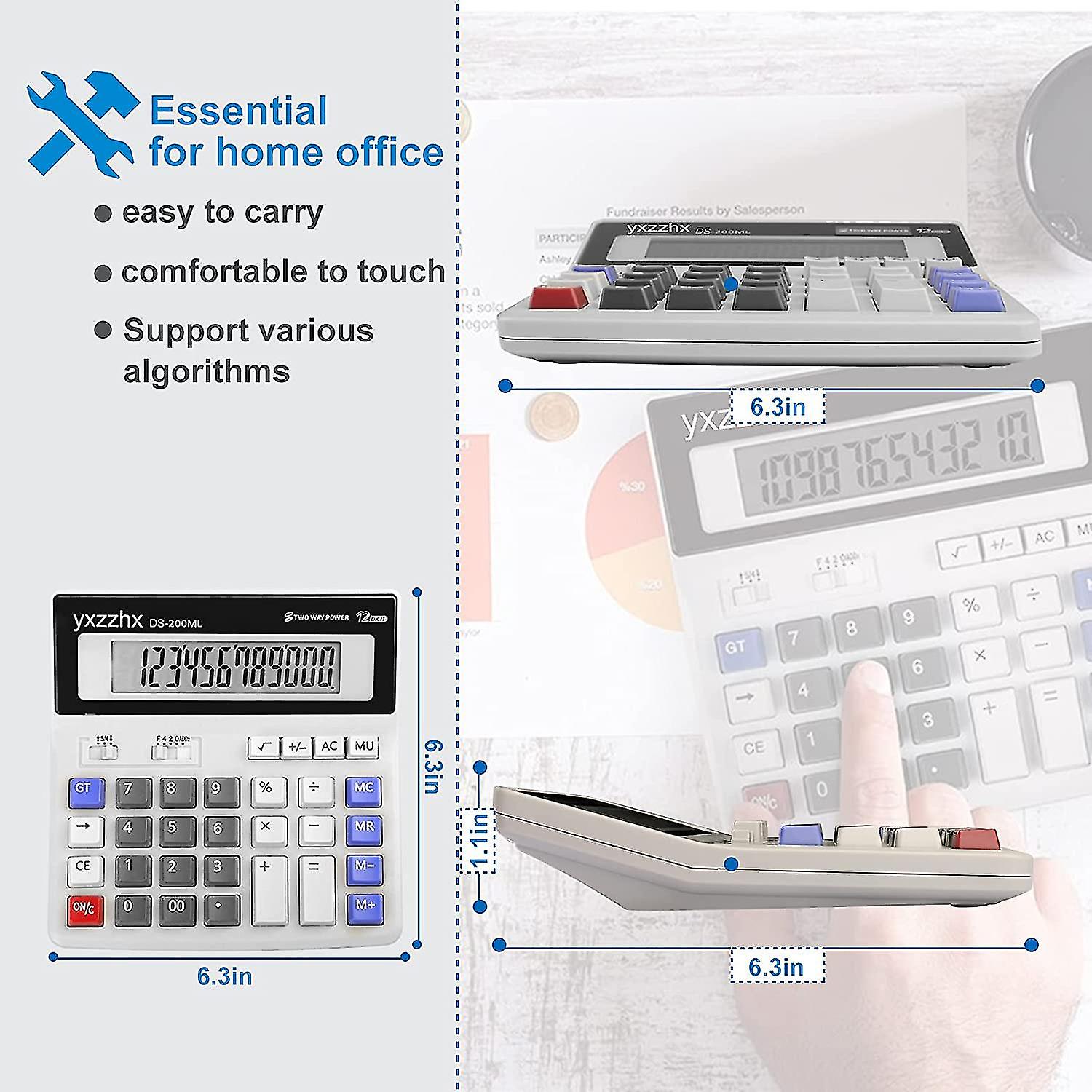 Desk Calculator Large Numbers, Two Way Power Battery and Solar Calculators Desktop, Big Buttons ...
