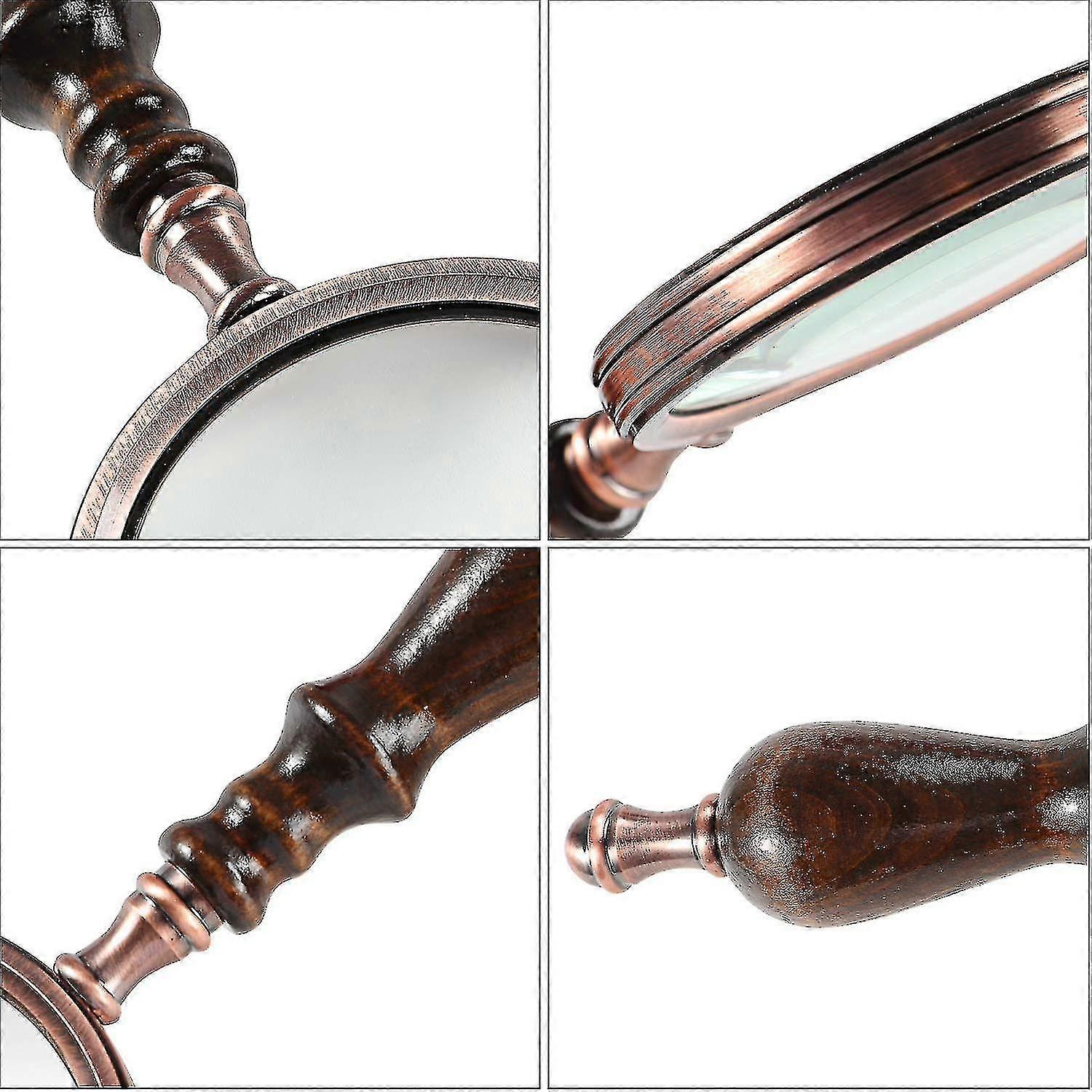 Magnifying Glass,10x Antique Copper Handheld With Wooden Handle And ...