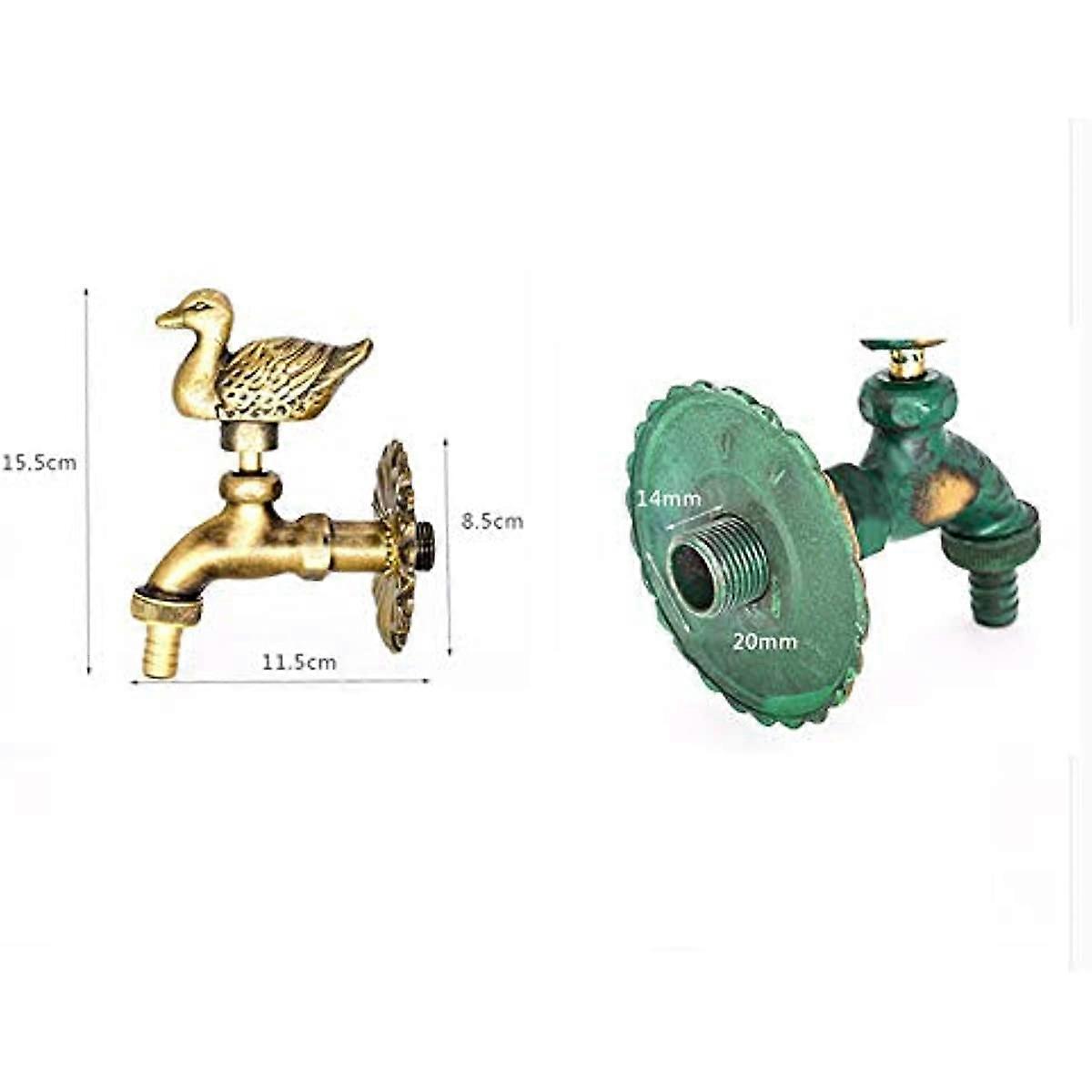 Outdoor Faucet Garden Water Tap - Solid Brass Antique Gold Finish Wall ...