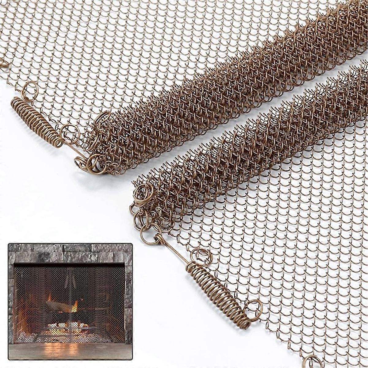 Fireplace Mesh Screen Curtain,2 Packs Spark Guard Mesh Metal Fire ...