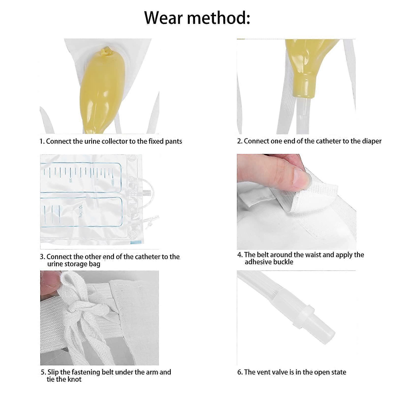 Male Urinal Pee Holder, Reusable Portable Urine Bag Collector 1000ml ...