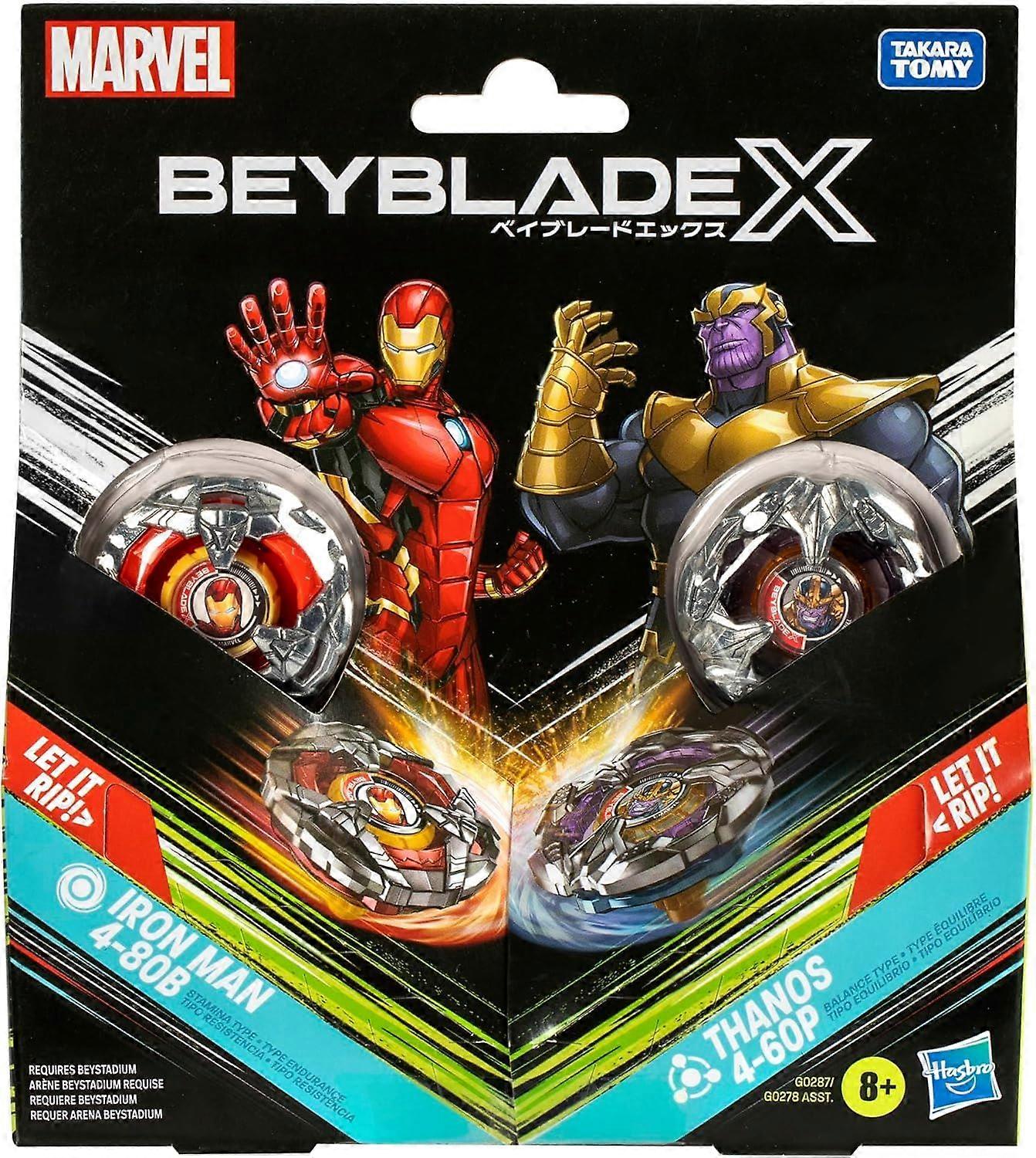 Beyblade X - Iron Man 4-80B (Stamina) & Thanos 4-60P (Balance) Kids Toy ...