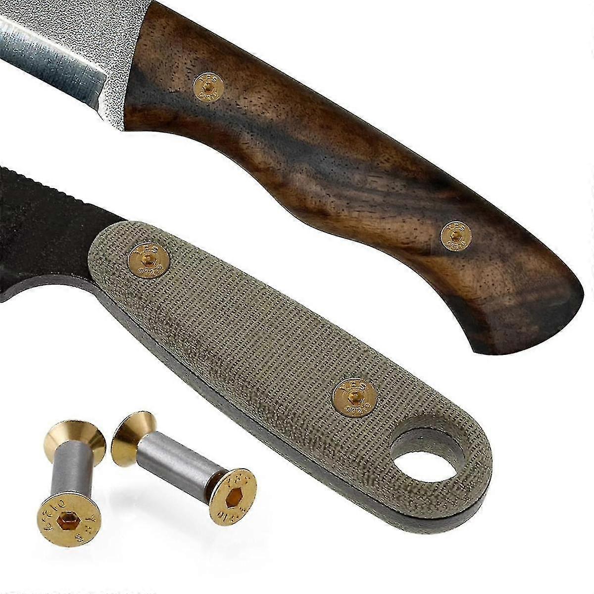 10 Packs Knife Handle Screws Rivets Bolts Fasteners, Gold Hex Flat Head ...