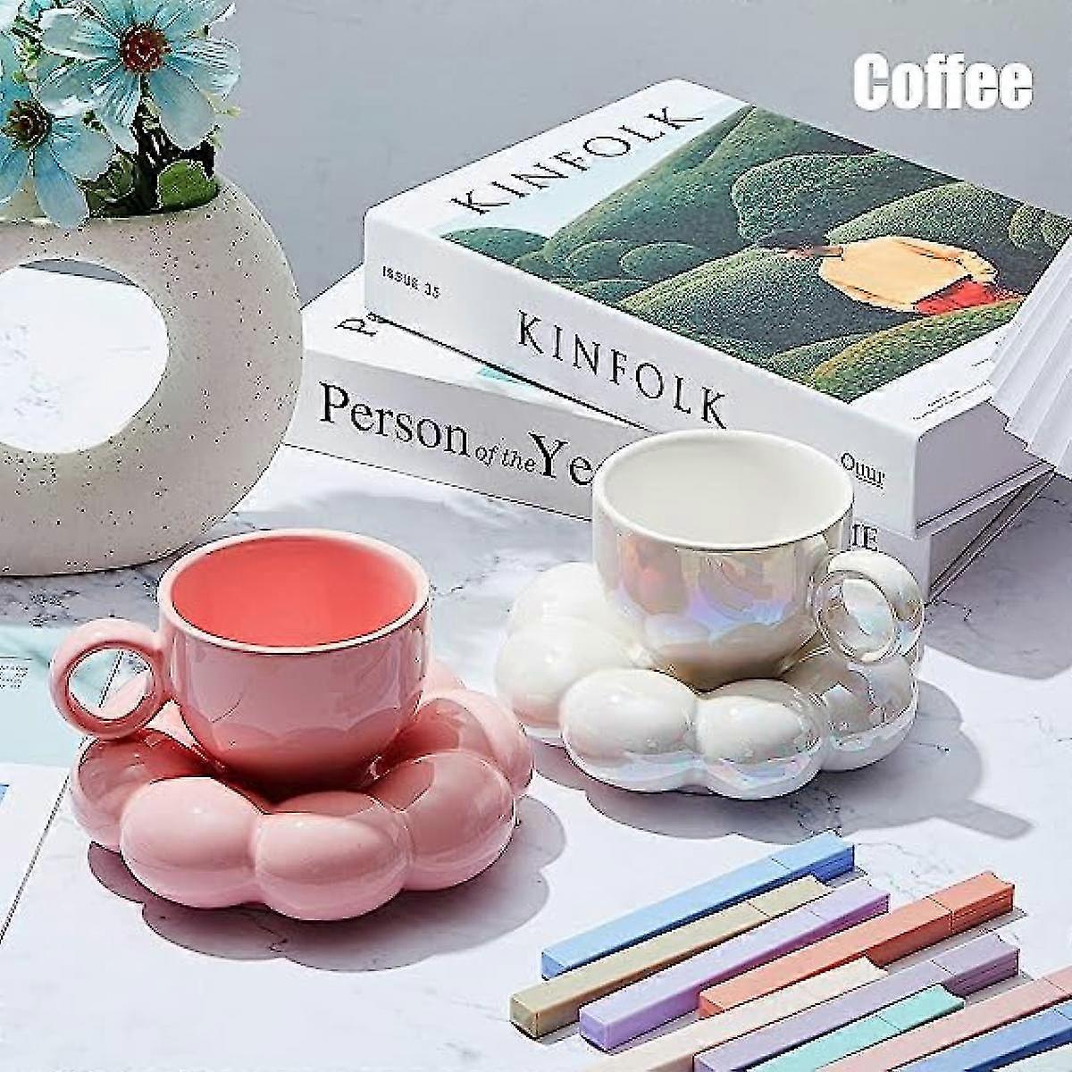 2 Pieces Ceramic Cloud Mug Cute Cup with Sunflower Coaster 7oz Cute ...
