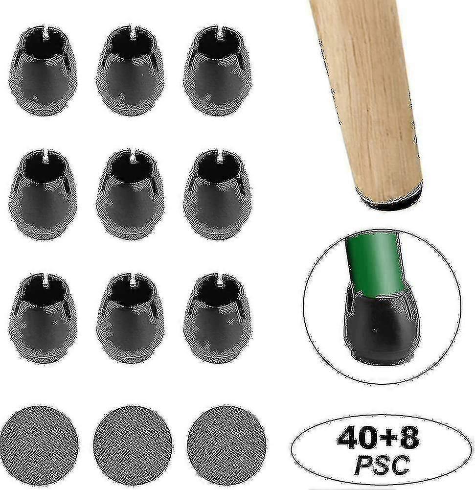 40pcs Chair Leg Caps Round Chair Leg Protectors Black Chair Leg ...