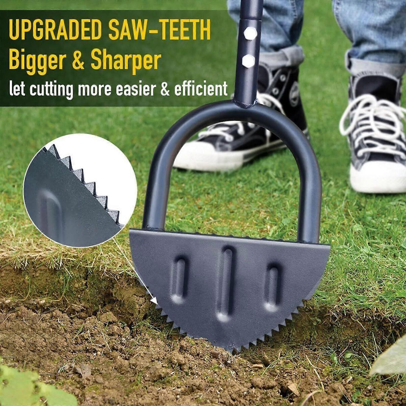 Saw-Tooth Lawn Edging Tool, T-Grip Half Moon Lawn Edger, Long Handled ...