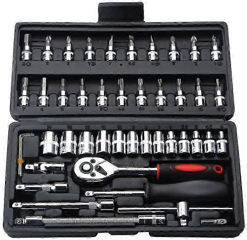 Socket Wrench Set 46 Piece Socket Set Ratchet Wrenches Auto Mechanic ...