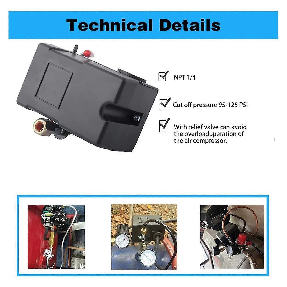 Pressure Switch, 4 Port Air Compressor Pressure Switch Replacement ...