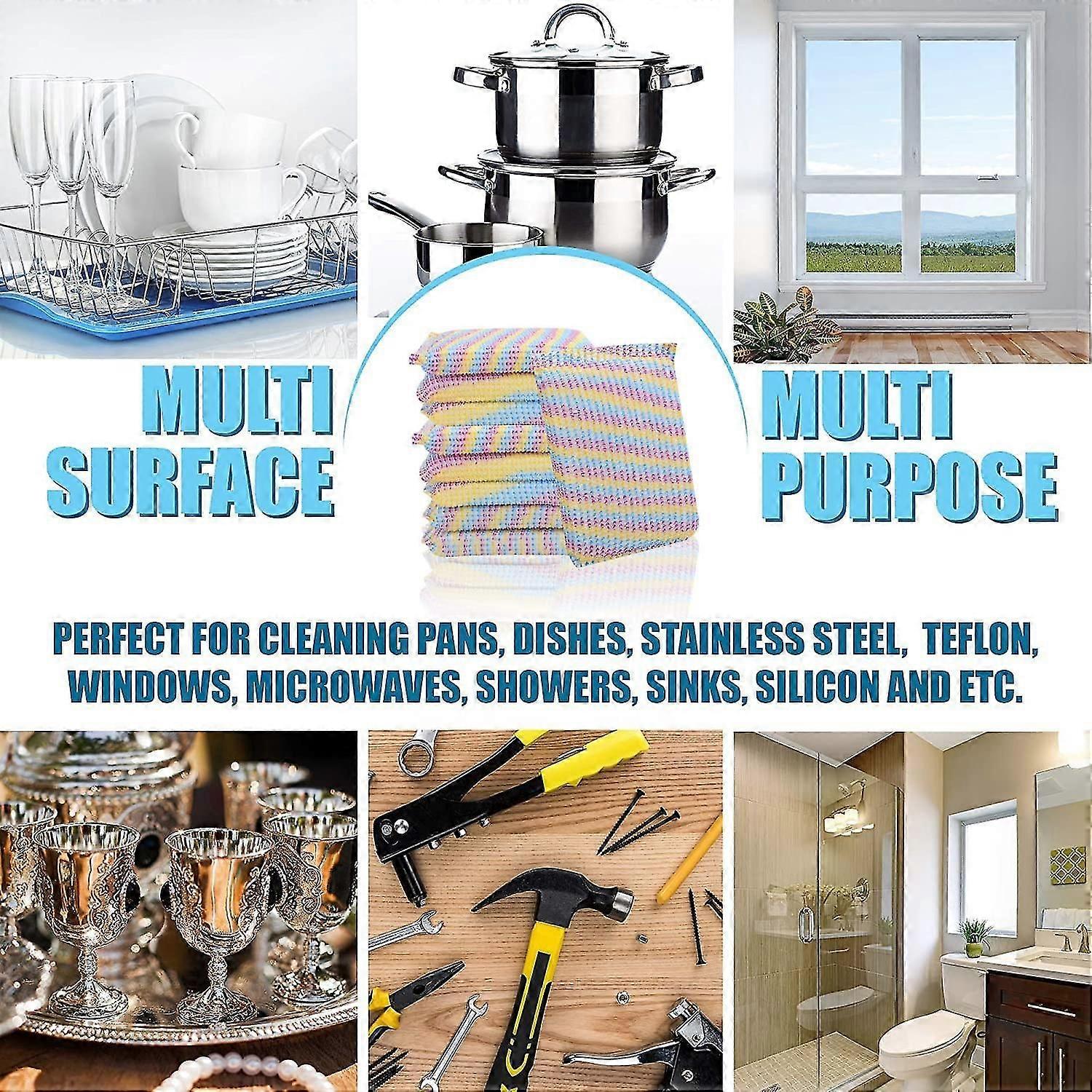 8 Packs Kitchen Sponge for Dishes, Reuseable Scouring Sponge for Pots ...