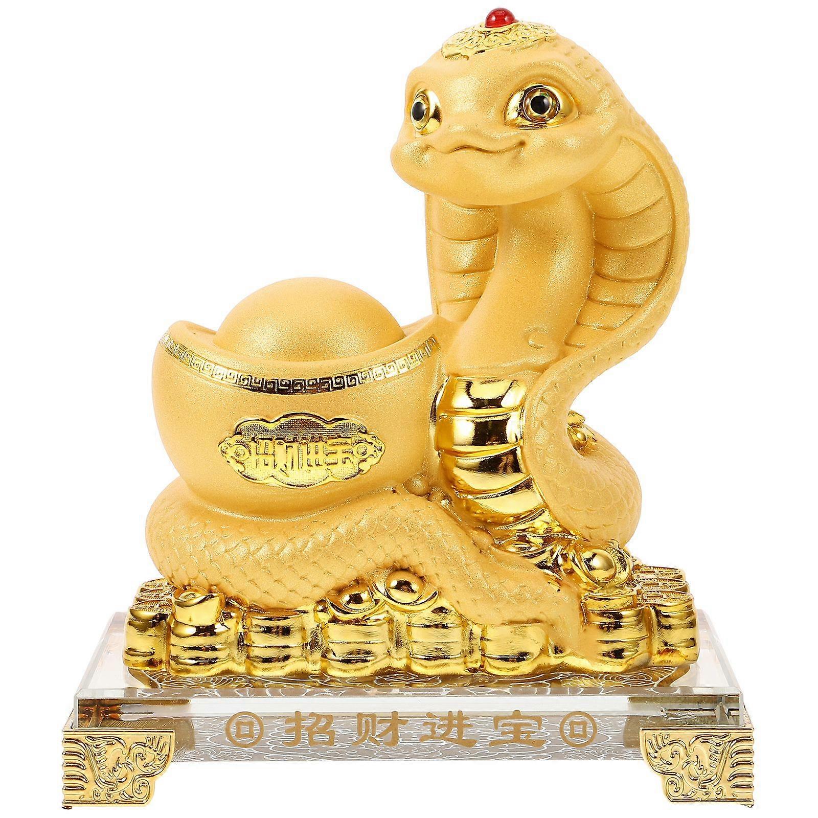 Chinese Zodiac Snake Figurines Golden Resin Snake Collectible Figures ...