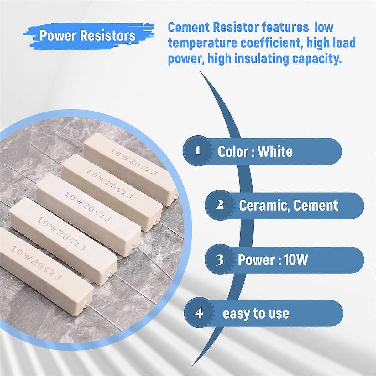 5x 10W 20 Ohm 5% Wirewound Ceramic Cement Resistor 10 Watt | Fruugo UK