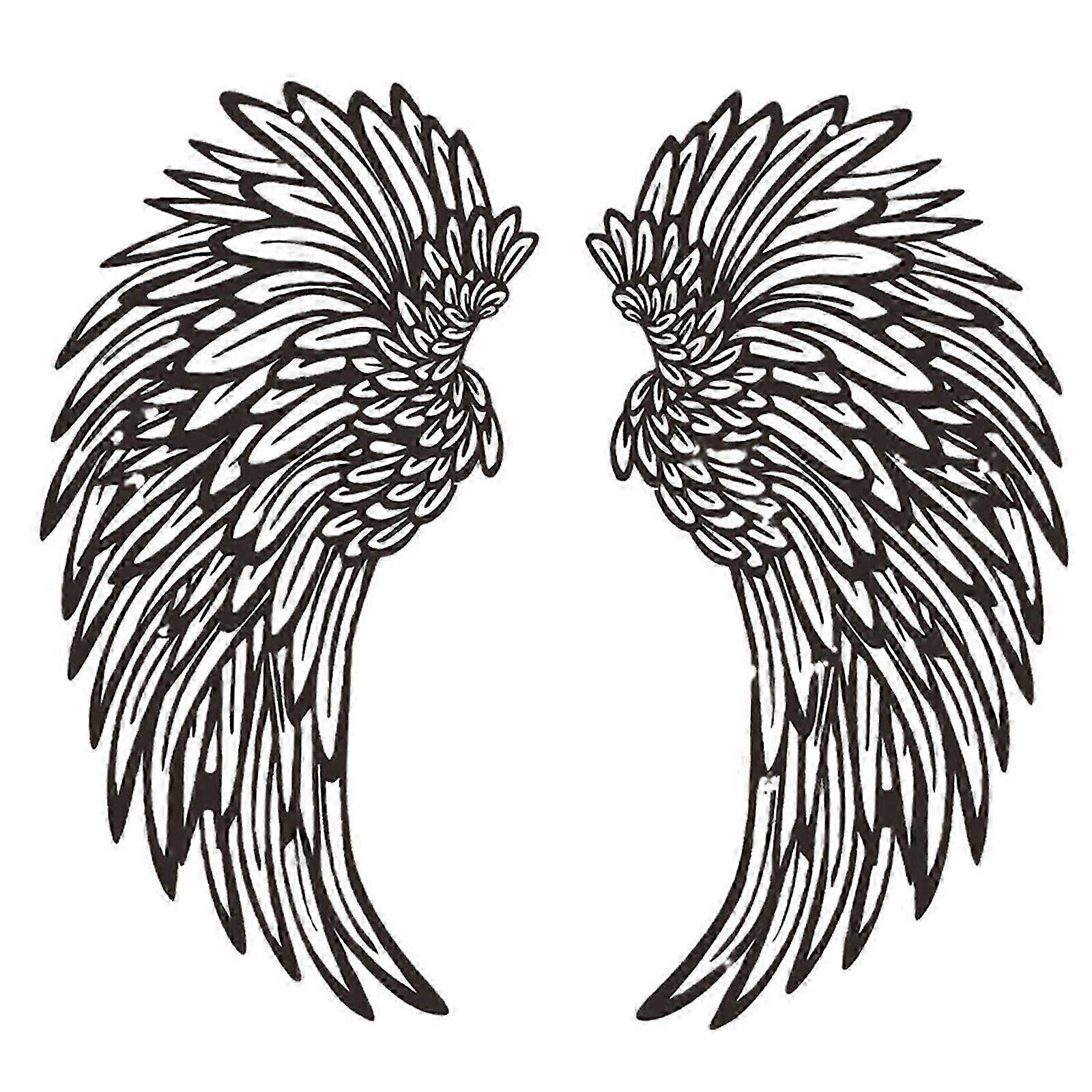 Angel Wings Metal Wall Art Decor Black Wall Sculpture for Bathroom ...