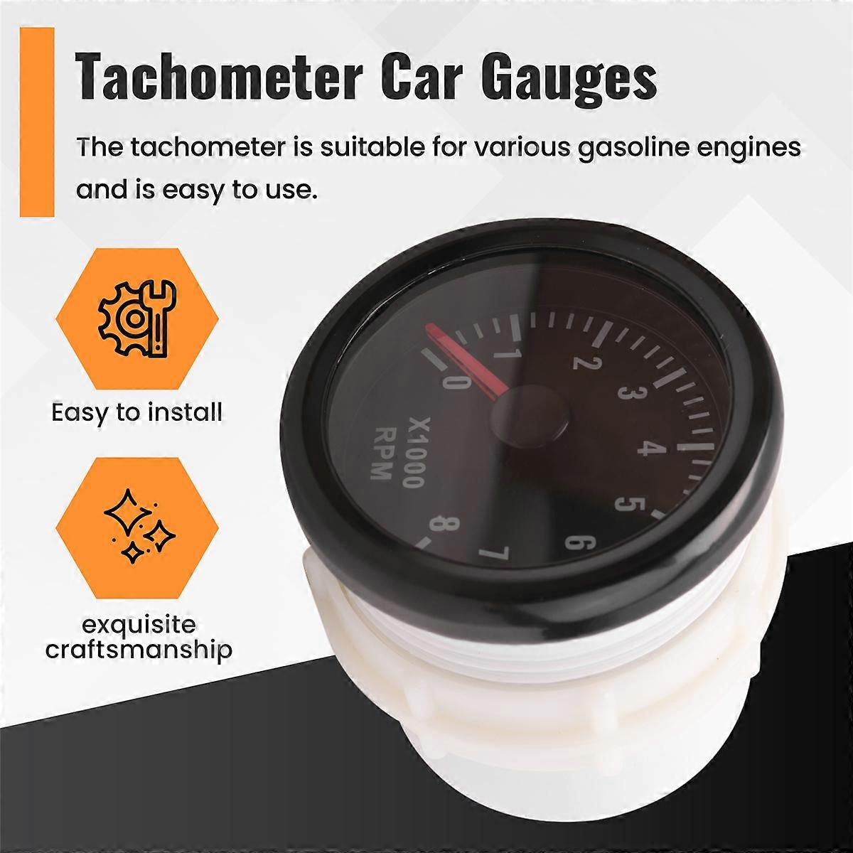 52MM Electrical Tachometer 0-8000 RPM 2inch RPM Tacho Meter for 2 3 4 5 ...