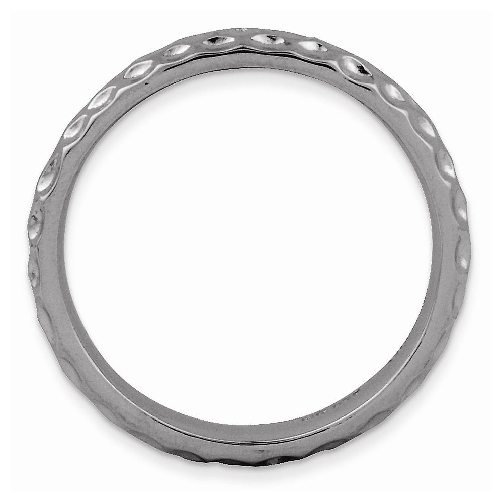 925 Sterling Silver Polished Patterned Ruthenium plating Stackable ...