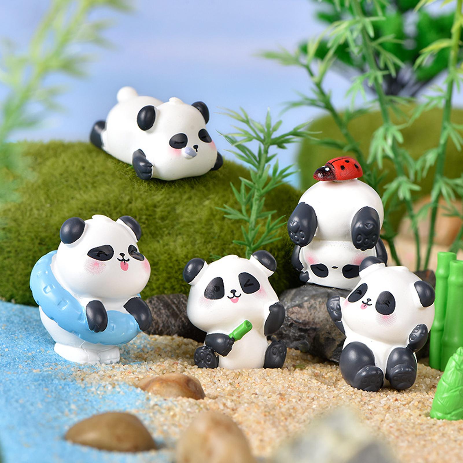Wharick Delicate Panda Figurine Cartoon Casting Resin Adorable Panda ...