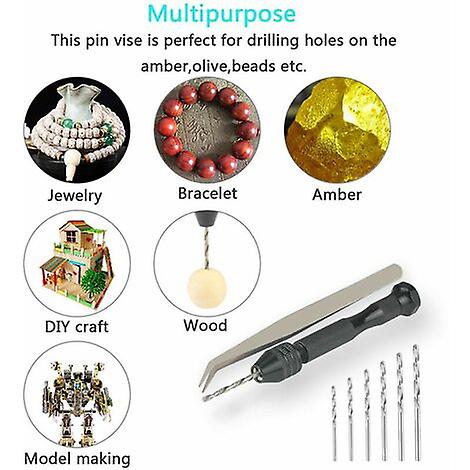 Hand Drill Hand Drill with 48 Pcs Mini Twist Drill Bit (0.6-3mm) Manual ...