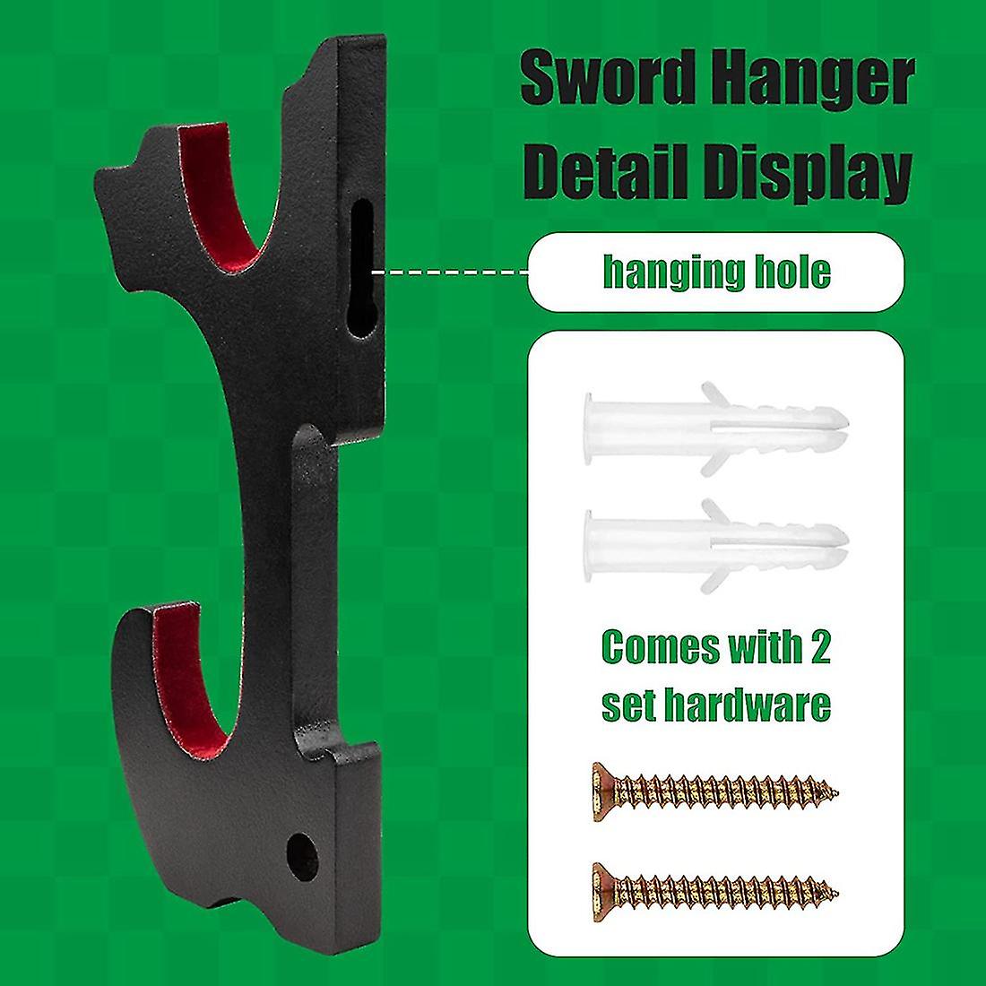 Sword Wall Mount 2/set 1-tier Padded Katana Holder Adjustable Display ...