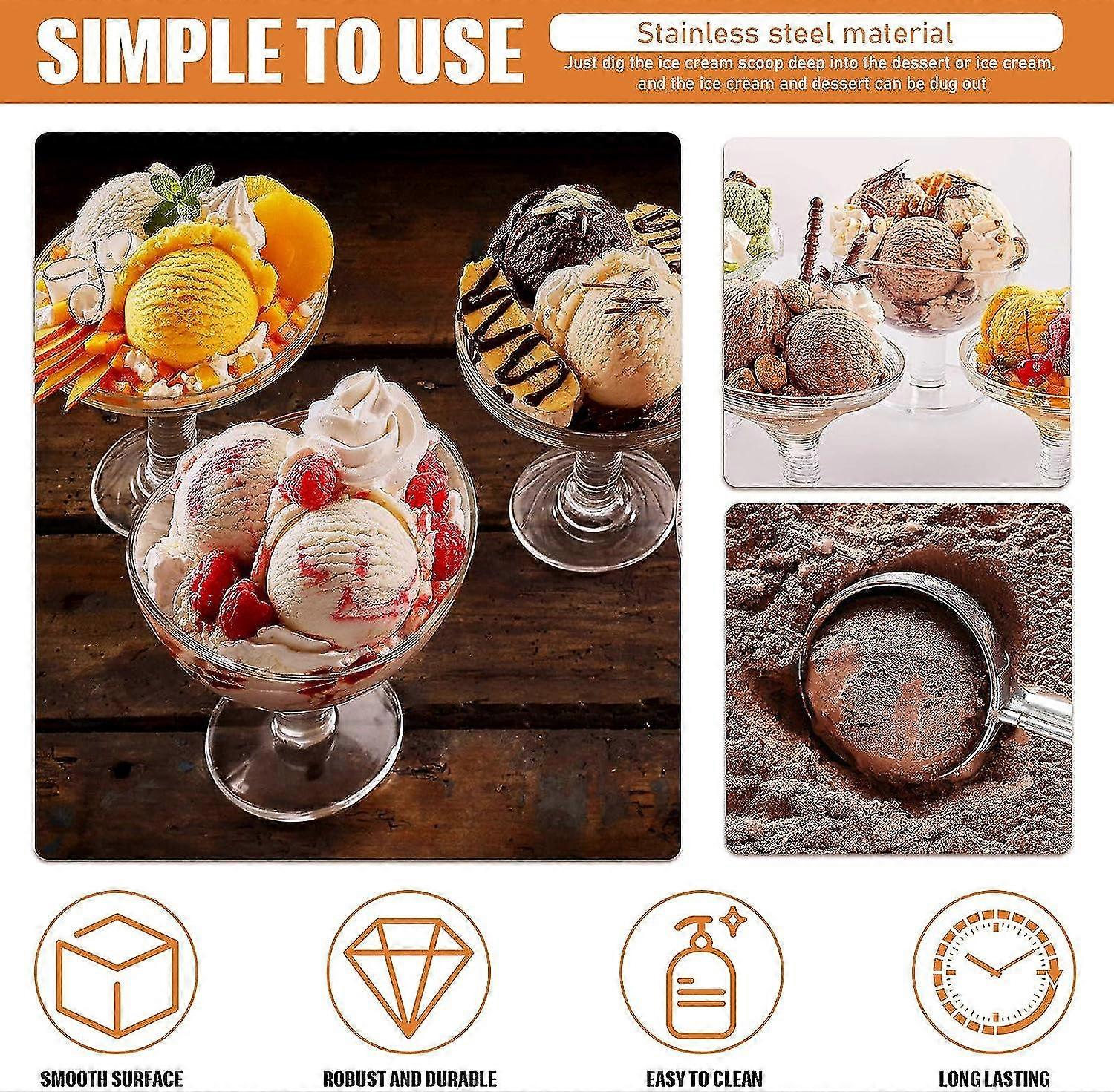 Ice Cream Scoop 6 cm Stainless Steel Cookie Scoop for Digging Ice Cream ...