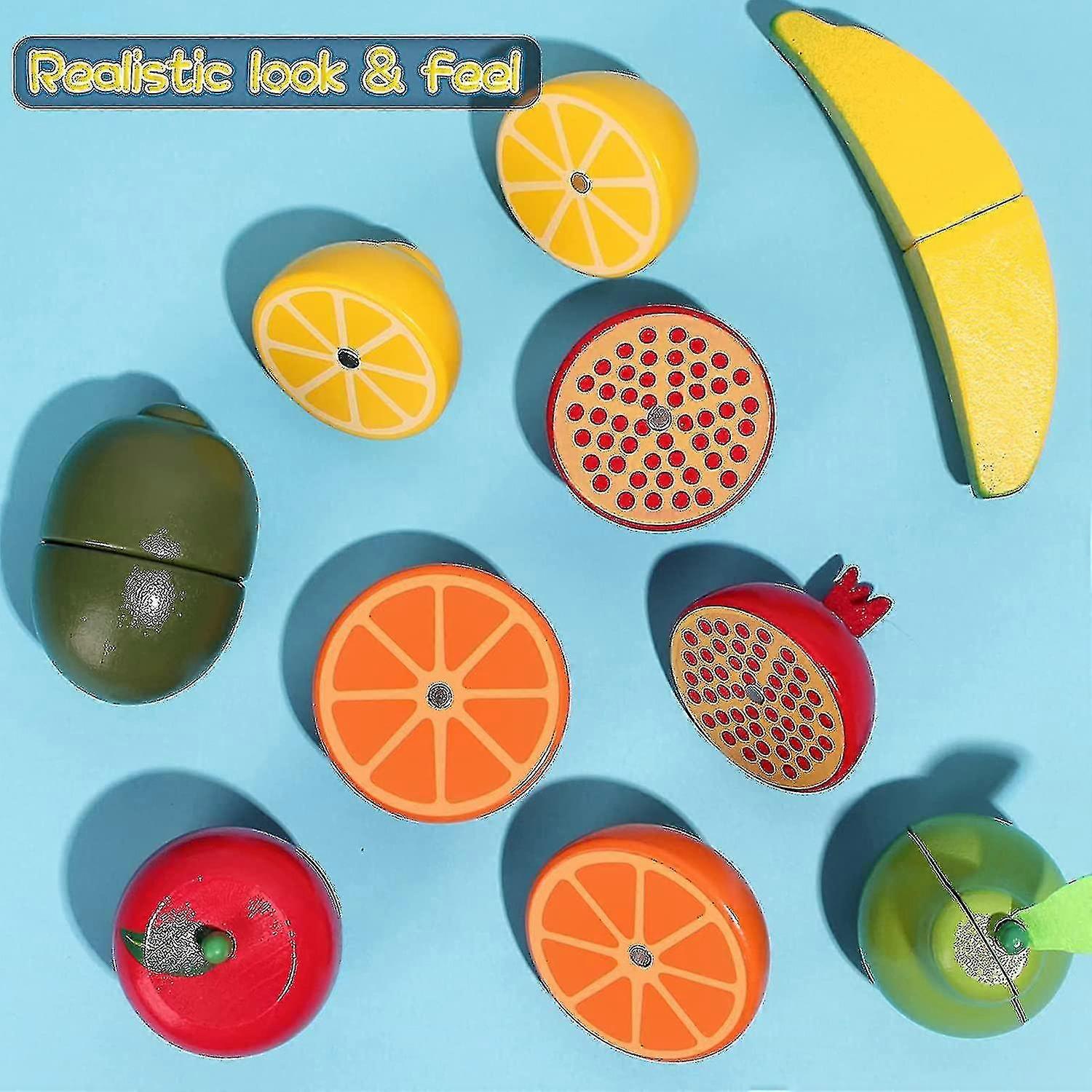 Wooden Toys - Pretend Play Food Set For Kids Play Kitchen,9 Cuttable ...